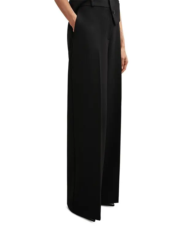 REISS Petite Gabi Wide Leg Pants - Black