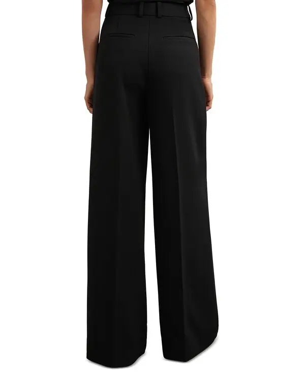 REISS Petite Gabi Wide Leg Pants - Black