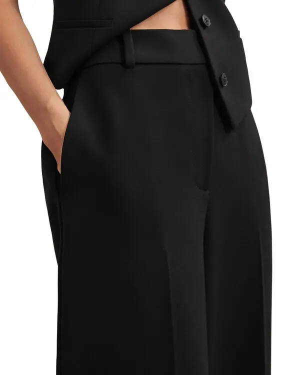 REISS Petite Gabi Wide Leg Pants - Black