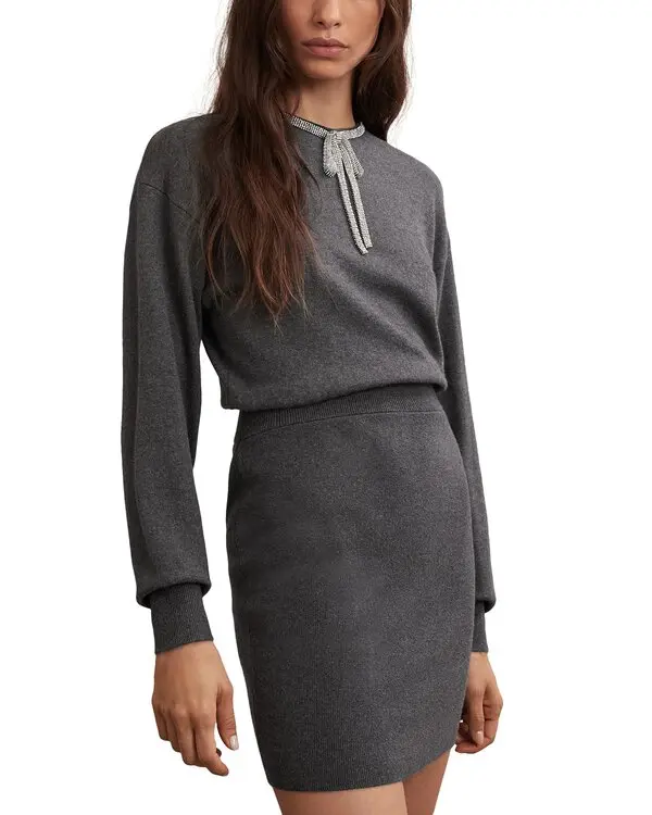 REISS Ria Chain Detail Knitted Mini Dress