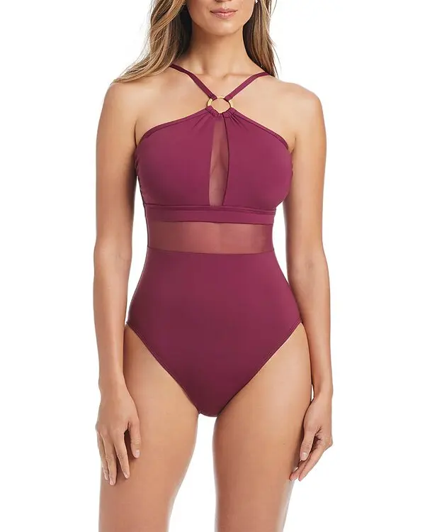 Bleu Rod Beattie Over-the-shoulder Mio Ring One-piece Swimsuit - Plum