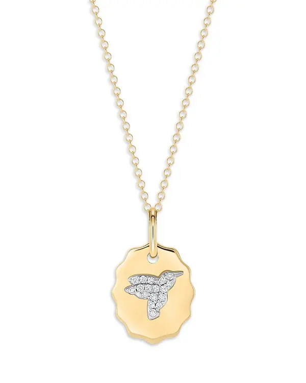 Phillips House 14k Yellow Diamond Hummingbird Medallion Necklace - Gold