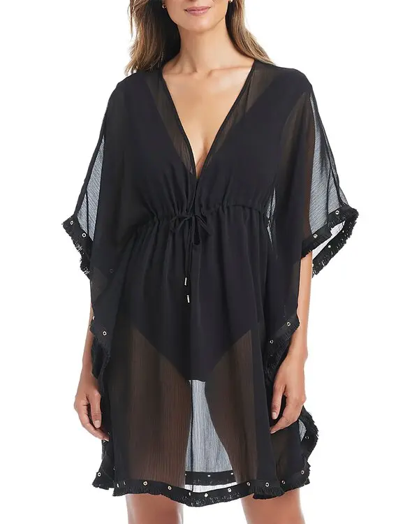 Bleu Rod Beattie Tie Front Caftan - Black