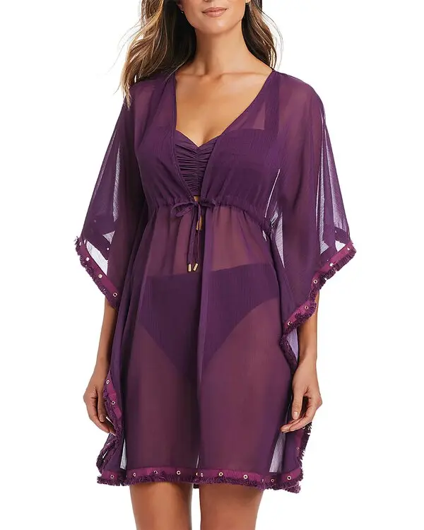 BLEU BY ROD BEATTIE Tie Front Caftan - Grenache