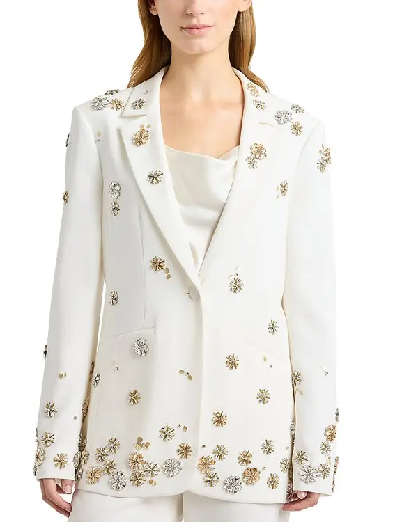 Cinq À Sept Floral Appliqué Blazer - Ivory