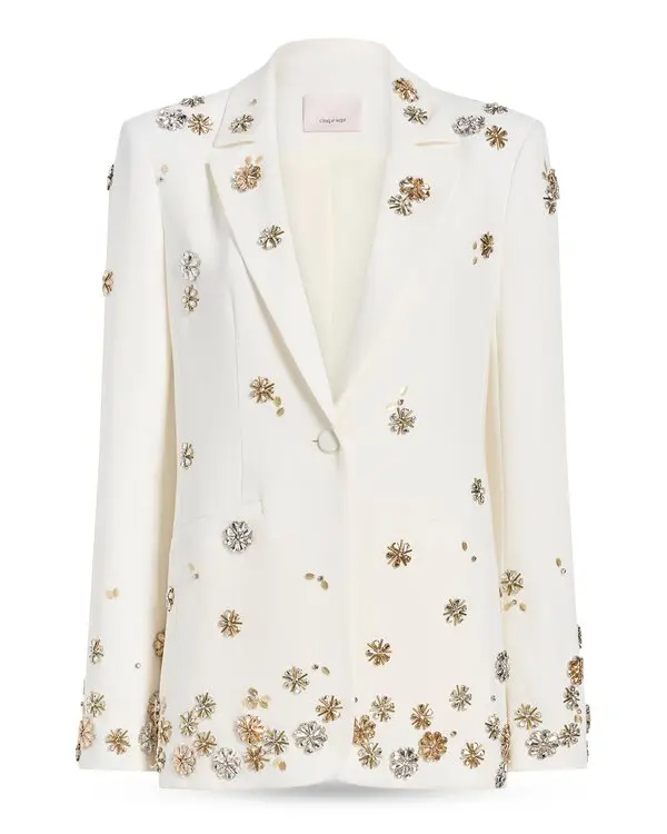 Cinq À Sept Floral Appliqué Blazer - Ivory