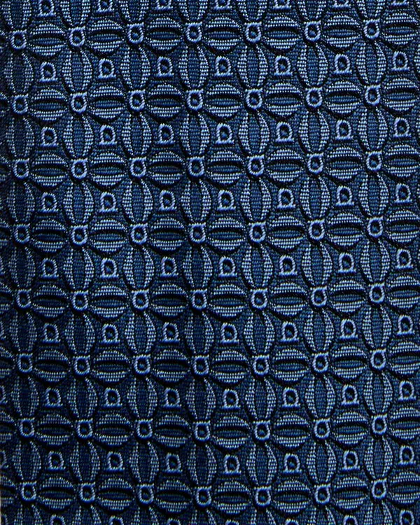 FERRAGAMO Silk Geometric Skinny Tie - Navy