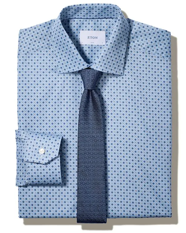 FERRAGAMO Silk Geometric Skinny Tie - Navy