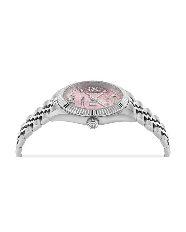 Philipp Plein Date Superlative Crystal Watch, 34mm - Pink/silver