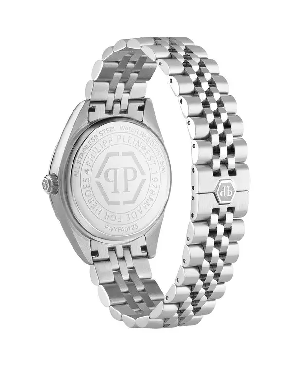 Philipp Plein Date Superlative Crystal Watch, 34mm - Pink/silver