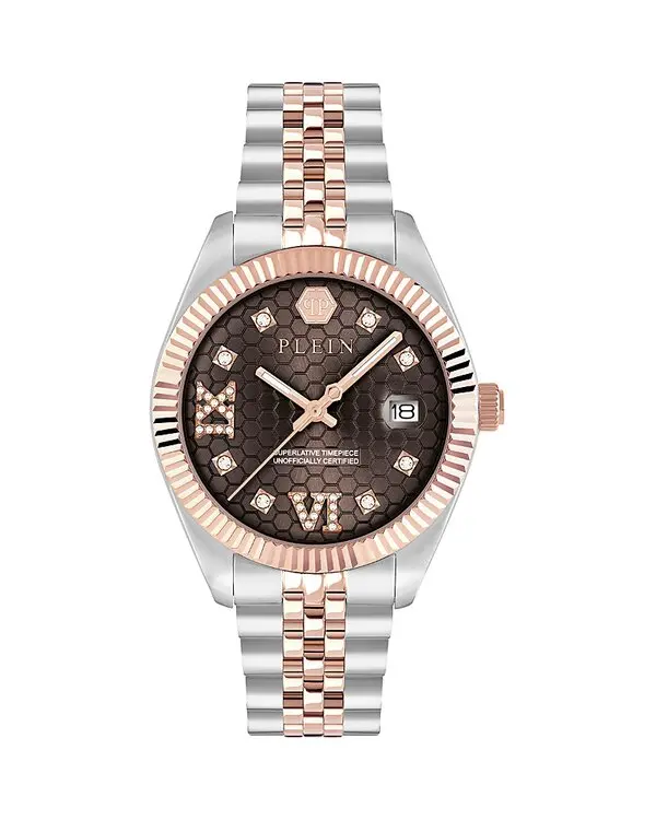 Philipp Plein Date Superlative Crystal Watch, 34mm - Brown/two Tone