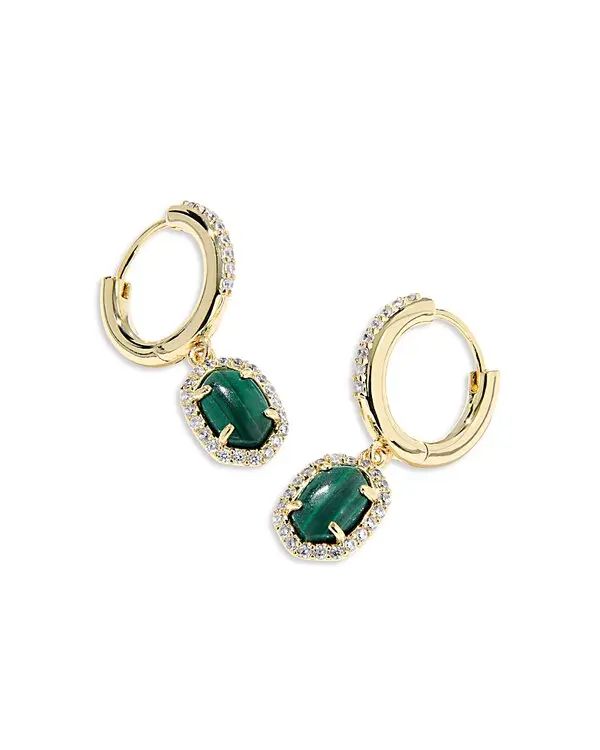 Kendra Scott Daphne Pave & Stone Charm Huggie Hoop Earrings - Green/gold