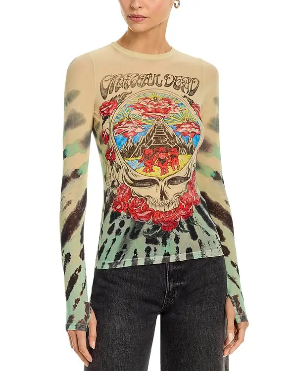 Alice + Olivia X Grateful Dead Delaina Long Sleeved Crewneck Tee