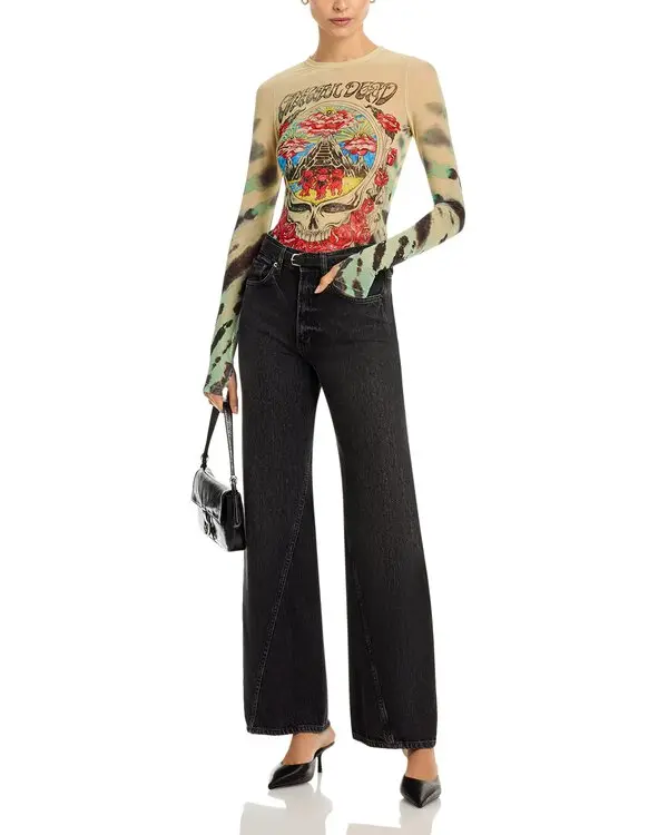 Alice + Olivia X Grateful Dead Delaina Long Sleeved Crewneck Tee
