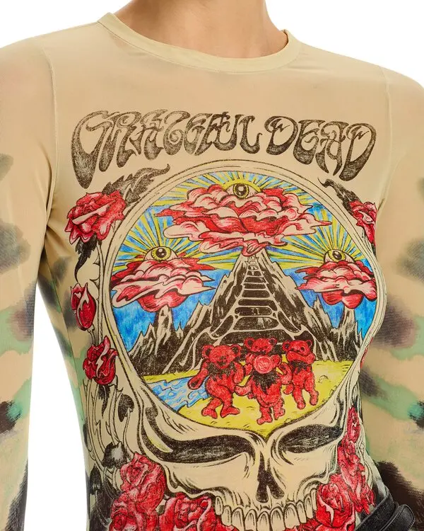 Alice + Olivia X Grateful Dead Delaina Long Sleeved Crewneck Tee