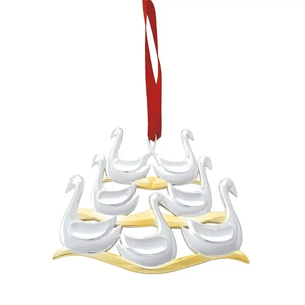 NAMBE 12 Days Of Christmas Ornament 7 Swans A Swimming - Silver