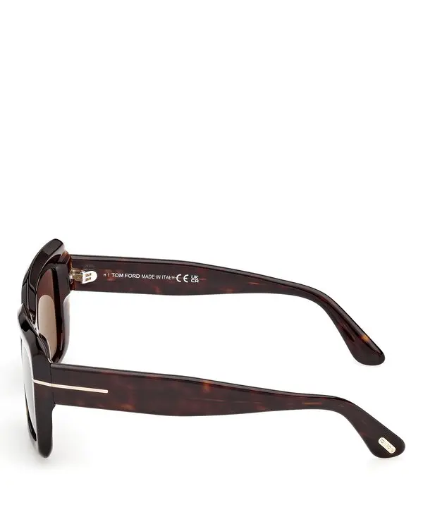 TOM FORD 52mm Leila Rectangular Sunglasses - Havana/brown