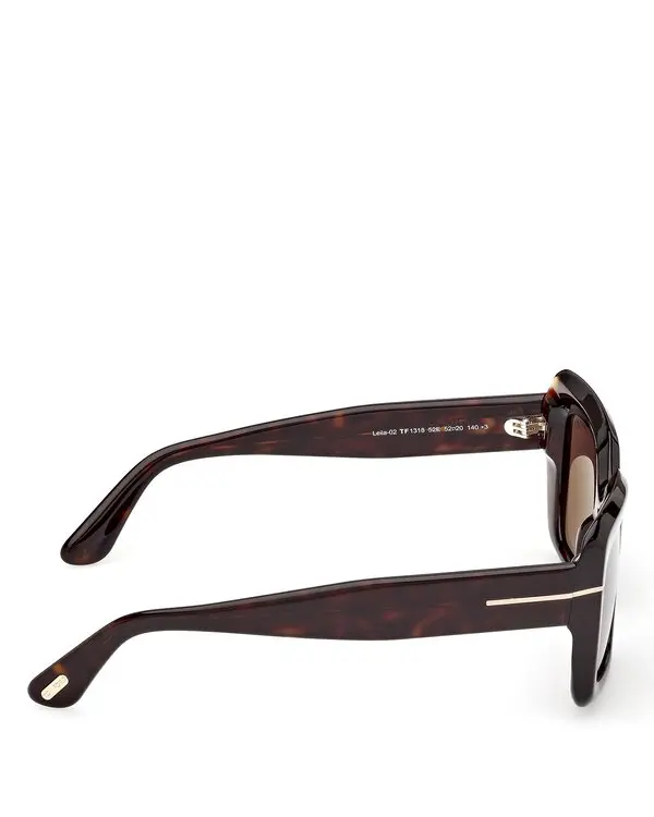 TOM FORD 52mm Leila Rectangular Sunglasses - Havana/brown