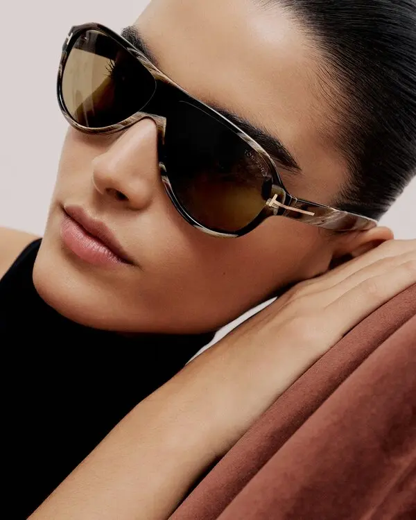 TOM FORD Rhonda Pilot Sunglasses - Havana/smoke