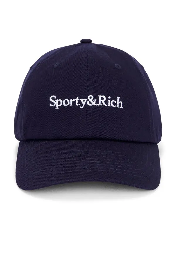 SPORTY & RICH Serif Logo Cap - Dark Navy