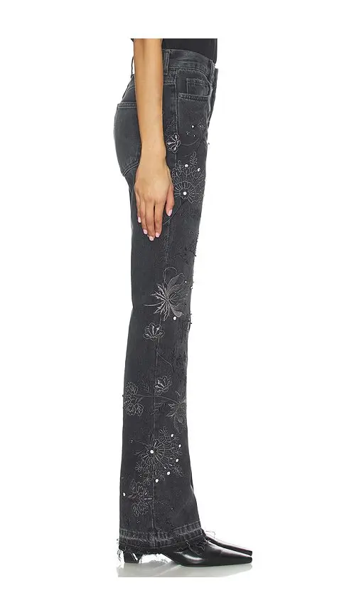 Free People Embellished Wide Leg Jeans