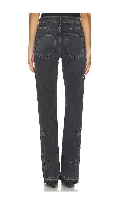 Free People Embellished Wide Leg Jeans