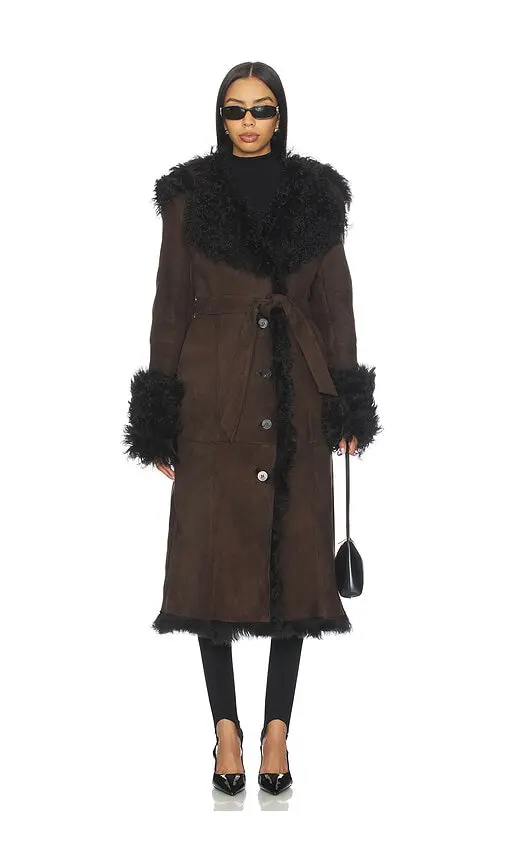 SUSANNA CHOW Daphne Shearling Suede Coat