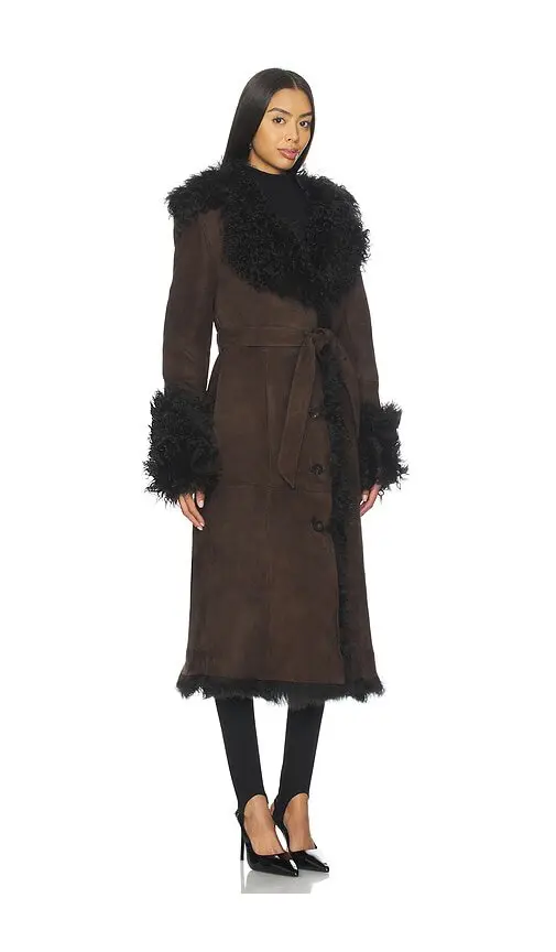 SUSANNA CHOW Daphne Shearling Suede Coat