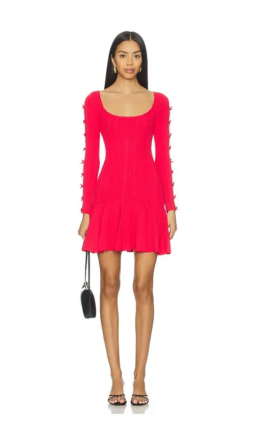 LoveShackFancy Seychelle Knit Eyelet Mini Dress - Candy Apple