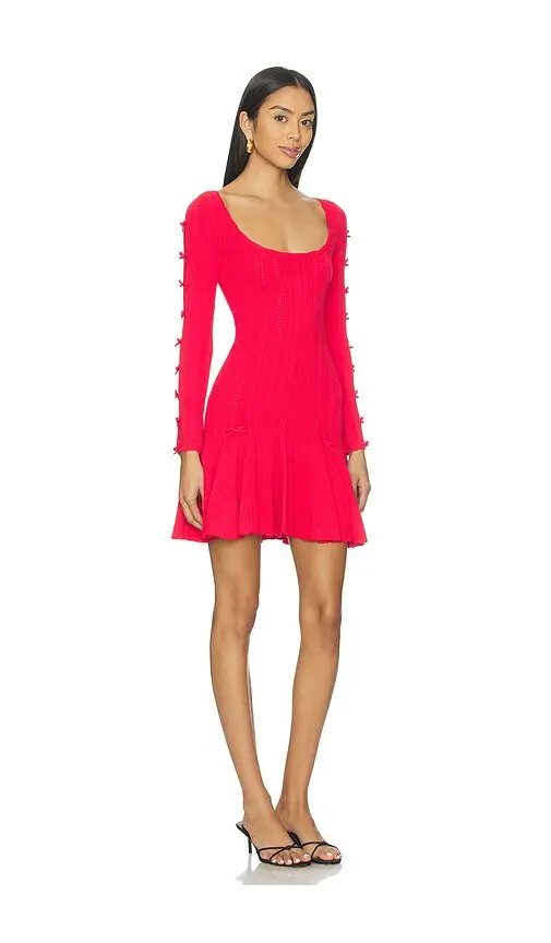 LoveShackFancy Seychelle Knit Eyelet Mini Dress - Candy Apple