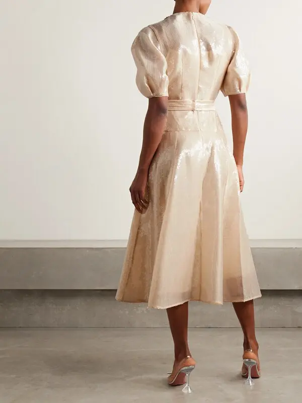 Erdem Crystal-embellished Sequined Organza Midi Dress