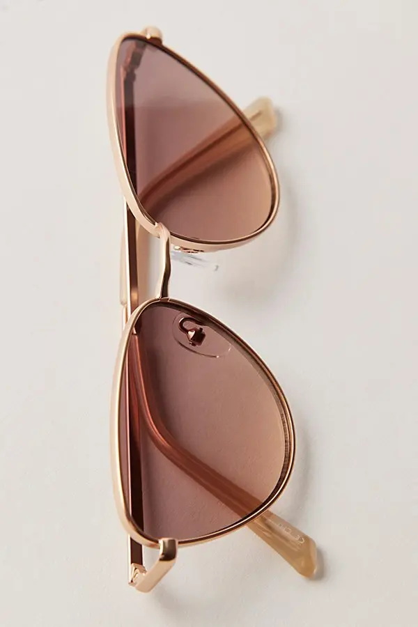 Free People Adeline Cat Eye Sunglasses - Shiny Gold/smoke Tan