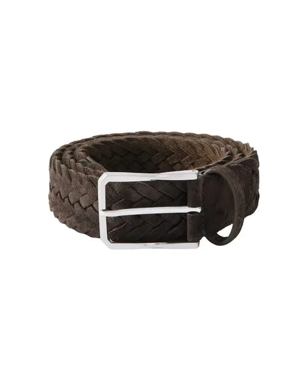 Canali Woven Suede Belt - Brown