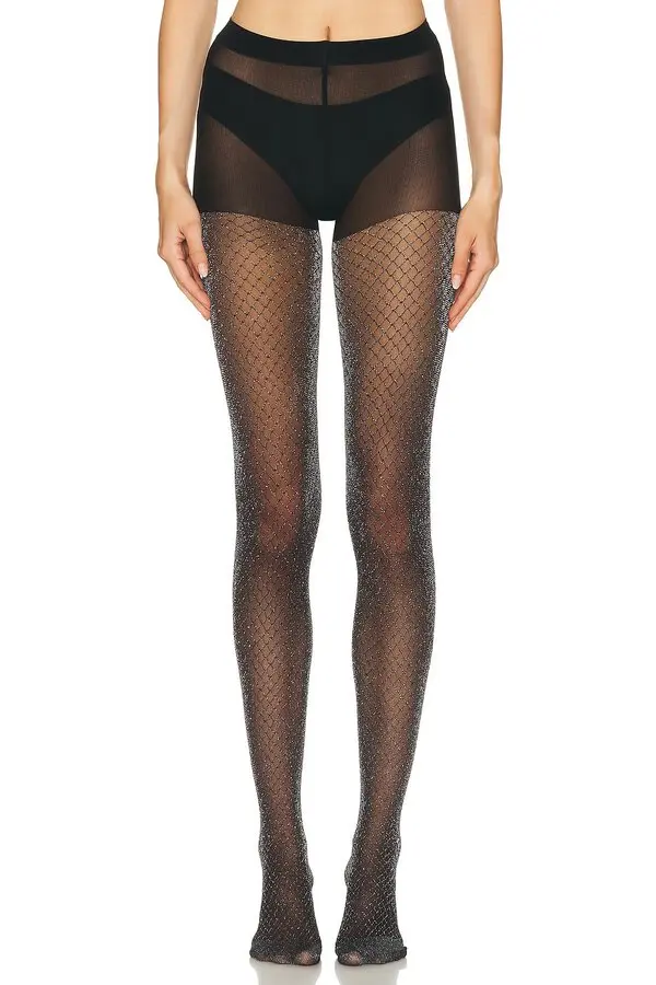 Swedish Stockings Casey Shimmery Fishnet Tights - Black