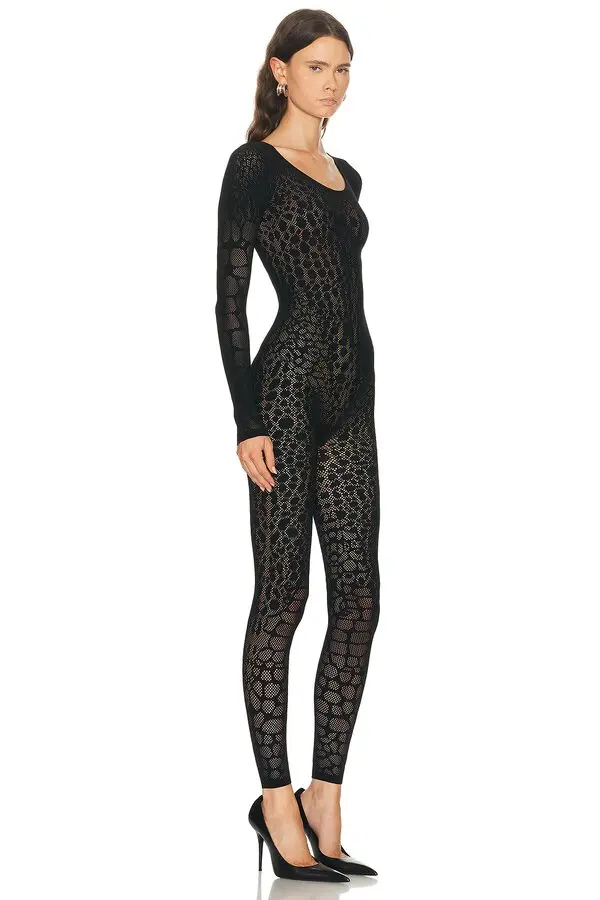 Wolford Reptile Net Jumpsuit - Black