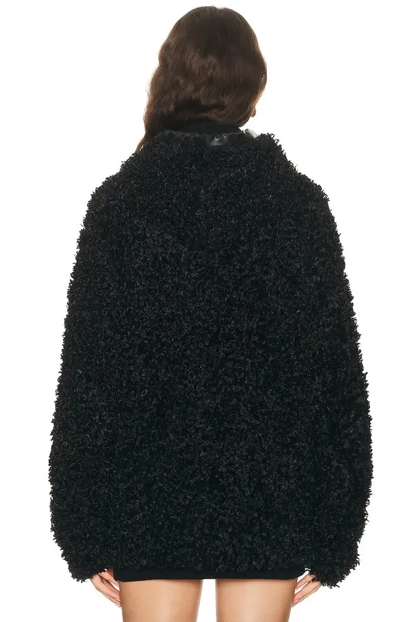 Norma Kamali Oversized Raglan Sleeve Zip Front Hooded Jacket