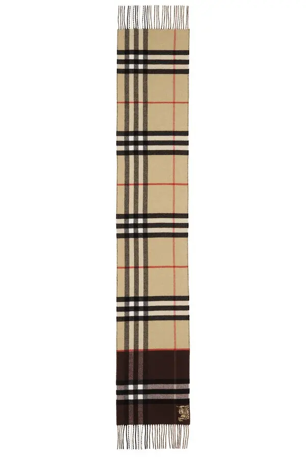Burberry Double Giant Check Scarf In Brown