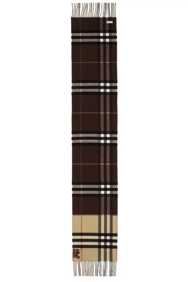 Burberry Double Giant Check Scarf In Brown
