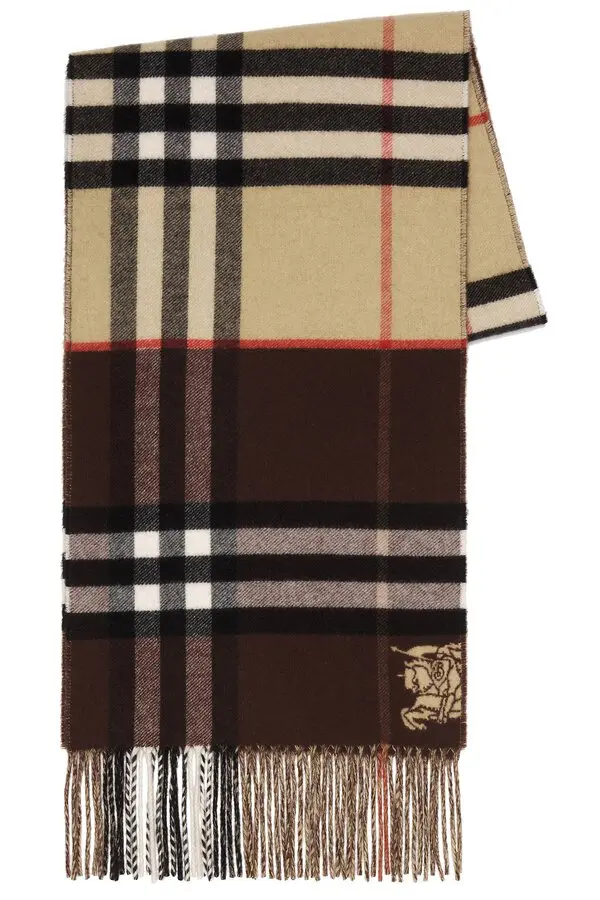 Burberry Double Giant Check Scarf In Brown - Sand & Treacle Brown