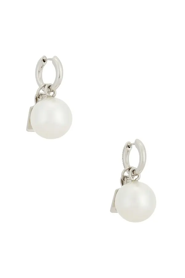 Balenciaga Pearl Dangle Earrings - Shiny Silver & White