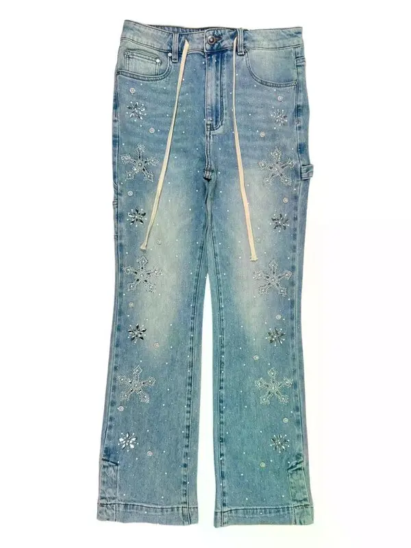 DUAA Righteous Rhinestone-embellished Distressed Jeans