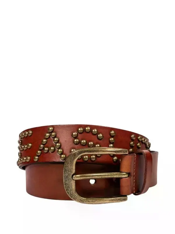 PLEASURES Studded Leather Belt - Brown