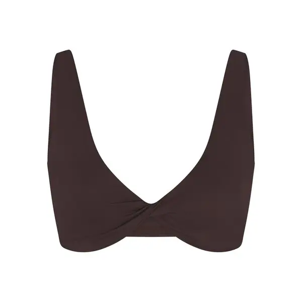 SKIMS Nike Matte Twist Front Bra - Dark Sepia