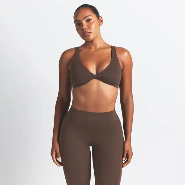 SKIMS Nike Matte Twist Front Bra - Dark Sepia
