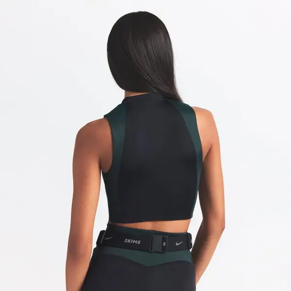 SKIMS Nike Shine Front Zip Bra - Obsidian And Dark Teal