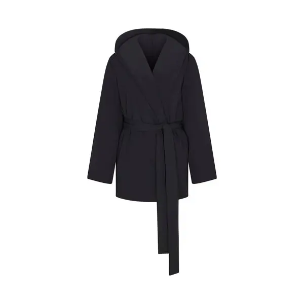 SKIMS Woven Nylon Wrap Coat - Obsidian