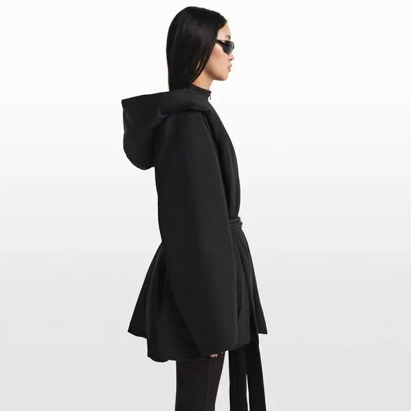 SKIMS Woven Nylon Wrap Coat - Obsidian
