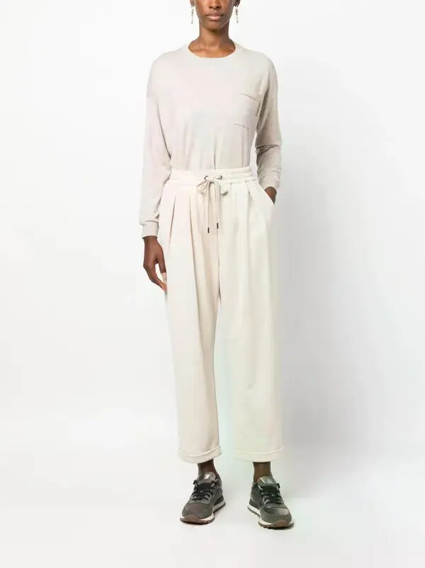 Brunello Cucinelli Pleated Drawstring Cropped Trousers