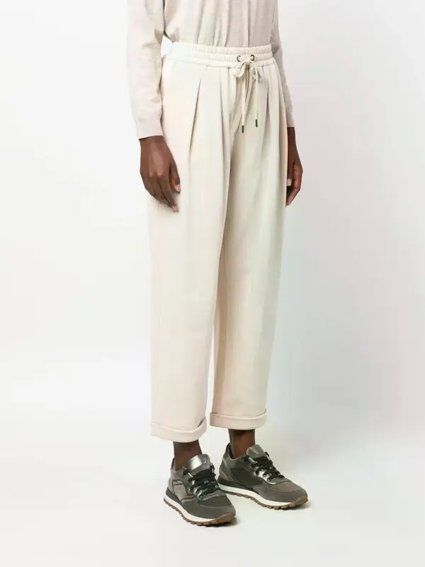 Brunello Cucinelli Pleated Drawstring Cropped Trousers
