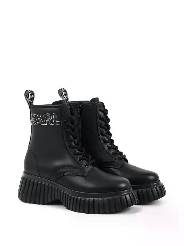 Karl Lagerfeld Logo Embellished Combat Boots